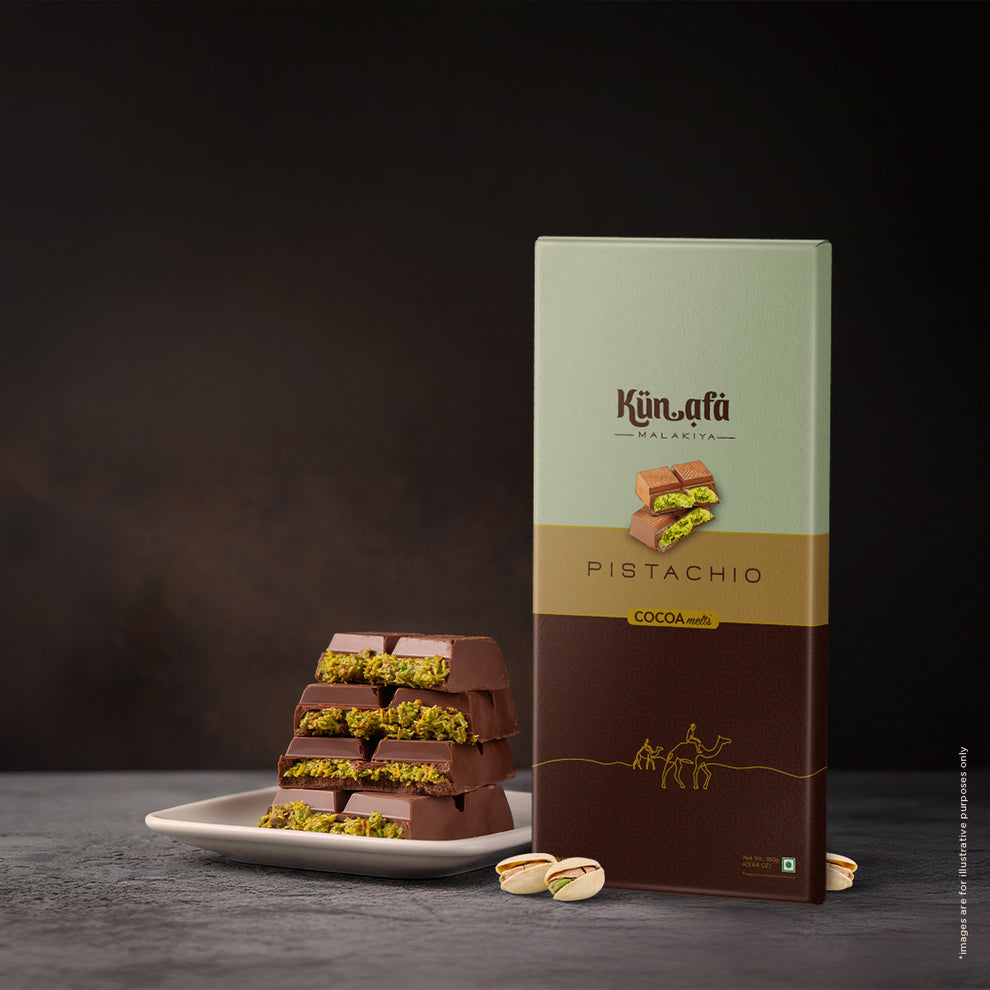 Kunafa Pistachio Chocolate – Cocoa Melts Chocolate LLC